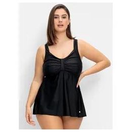 Tankini-Top sheego, Damen, Gr. 44, Cup B, schwarz, Elasthan, Polyamid, Bikini-Oberteile