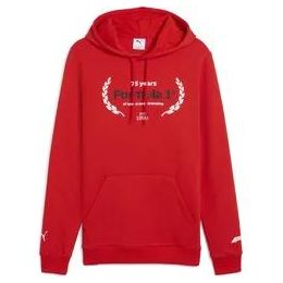 Hoodie Puma "F1 Essentials Logo Graphic Hoodie Herren", Herren, Gr. S, rot (pop rot), Obermaterial: 34% Polyester, 66% Baumwolle; Kapuzenfutter: 100% Baumwolle; Rippe: 97% Baumwolle, 3% Elasthan, normal, Sweatshirts Hoodie