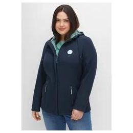 Softshelljacke sheego, Damen, Gr. 48, blau (nachtblau), 94% Polyester, 6% Elasthan, Innenseite:100% Polyester, unifarben, Jacken Softshelljacke