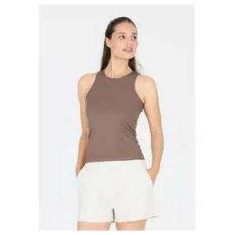ENDURANCE ATHLECIA Tanktop ATHLECIA "Tinashe", Damen, Gr. 42, braun (hellbraun), 92% Viskose, 8% Elasthan, unifarben, normal, Rundhals, Tops Tanktop, im schnelltrocknenden, gerippten Design
