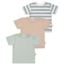 T-Shirt Liliput, M&auml;dchen, Gr. 74/80, bunt (mehrfarbig), 95% Baumwolle, 5% Polyester, gestreift, unifarben, Rundhals, Shirts T-Shirt, 3er-Pack mit angenehmem Rundhalsausschnitt