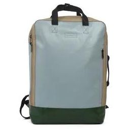 Laptoprucksack 7CLOUDS "Agal 7.3 M", Damen, Gr. B/H/T: 27cm x 40cm x 12cm, onesize, grau, junglegr&uuml;n, camel, Polyethylen, Tarpaulin, Rucks&auml;cke Laptoprucksack, mit recyceltem PET