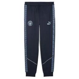 Sporthose Puma "Manchester City KING Anthem Hose Herren", Herren, Gr. M, Normalgr&ouml;&szlig;en, blau (deep navy team light blau), Obermaterial: 37% Baumwolle, 63% Polyester. Taschenfutter: 100% Polyester. Rippe: 93% Polyester, 7% Elasthan. Besatz: 100% Polyester, slim fit, Hosen Sporthose