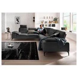 Ecksofa W.Schillig "valentinoo, Designsofa, elegant und bequem, L-Form", grau (graphit z59), B:318cm H:83cm T:298cm, Longlife Xtra-Leder Z59: Glattleder mit modischer Pr&auml;gung. Hautst&auml;rke 0, 9 - 1, 1 mm, Sofas, Ecksofa, mit Sitztiefenverstellung, Breite 318 cm