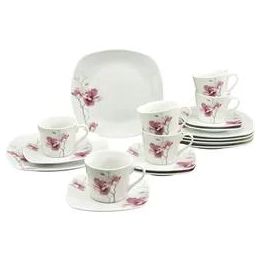 Kaffeeservice Creatable "Amelie Aiko, Kaffee-Service 18-tlg", wei&szlig;, 18 Stk., Porzellan, Geschirr-Sets, Kaffeeservice, Blumendekor