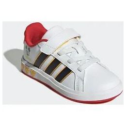 Sneaker Adidas SPORTSWEAR "Adidas DISNEY MICKY MAUS GRAND COURT KIDS", M&auml;dchen, Gr. 37, schwarz-wei&szlig; (cloud wei&szlig;, core schwarz, bold gold), Synthetik, Schuhe Sneaker, f&uuml;r Kinder & Jugendliche