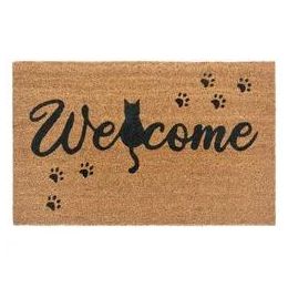 Fu&szlig;matte Hanse Home "Mix Mats Kokos Cat Paws Welcome, T&uuml;rmatte", braun, B:75cm H:15mm L:45cm, Kokos, Teppiche, Fu&szlig;matte, Kokos, Schmutzfangmatte, Outdoor, Rutschfest, Innen, Kokosmatte, Flur