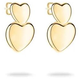 Paar Ohrstecker Tamaris "Schmuck Geschenk Edelstahl Ohrringe Bold Hearts Herz", gold (gelbgoldfarben), Ohrringe, Damen, Edelstahl
