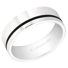 Fingerring Amor "Uni Chic" Gr. 64, schwarz (silbefarben, schwarz), Fingerringe, Damen, 64, Edelstahl, 6mm, Fingerring
