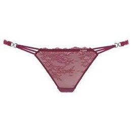 String Lascana, Damen, Gr. 44/46, lila (aubergine), Spitze, Obermaterial: 90% Polyamid, 10% Elasthan, eng, Unterhosen String, mit dekorativen Strass-Schnallen