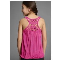 Tanktop Kidsworld "Viskose - Top", M&auml;dchen, Gr. 152/158, pink, Jersey, Obermaterial: 100% Viskose, unifarben, weit h&uuml;ftlang, Rundhals, Tops Tanktop, mit Spitzeneinsatz im R&uuml;cken