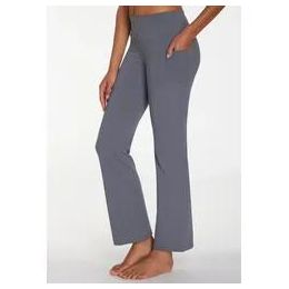 Jazzpants Lascana ACTIVE, Damen, Gr. 32/34, N-Gr, grau (grau blau), Obermaterial: 95% Baumwolle, 5% Elasthan, unifarben, Basic, k&ouml;rpernah lang, Hosen, mit Handytasche, Loungewear, Topseller