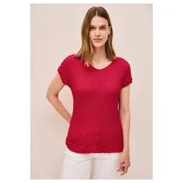 T-Shirt Cecil, Damen, Gr. XL (44), rot (glazed apple rot), Stoff, 97% Polyester, 3% Elasthan, unifarben, normal normal, V-Ausschnitt, abgesteppt, Shirts T-Shirt, Feel Good Fit