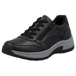 Sneaker Rieker, Herren, Gr. 45, schwarz, Glattleder, unifarben, Schuhe Sneaker, Schn&uuml;rschuh, Halbschuh, Freizeitschuh mit gepolstertem Schaftrand