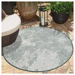 Outdoorteppich Carpet City "DUO RUG 5845", gr&uuml;n, H:5mm &Oslash;:120cm, Obermaterial: 100% Polypropylen, Teppiche, Outdoorteppich, Wendeteppich Wetterfest In- & Outdoor, Balkon, Terrasse, Wohnzimmer