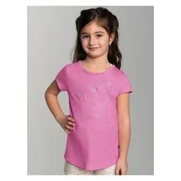 T-Shirt TRIGEMA "TRIGEMA T-Shirt mit glitzerndem Pferde-Printmotiv", M&auml;dchen, Gr. 116, pink (candy), Single Jersey, 100% Baumwolle, Basic, Rundhals, Shirts T-Shirt