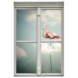Wandsticker queence "Flamingo", rosa, B:40cm H:60cm T:0,1cm, Wandtattoos, Wandsticker, Wandbild, selbstklebend, 3D, Fenster
