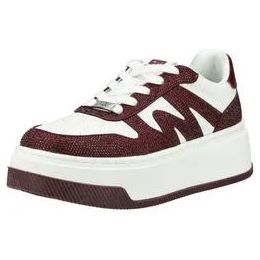 Plateausneaker Steve Madden "Steve Madden Sneaker Lederimitat/Textil", Damen, Gr. 39, wei&szlig; (wei&szlig;, rot), Lederimitat, Textil, Schuhe Plateausneaker