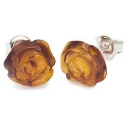Paar Ohrstecker OSTSEE-SCHMUCK "OSTSEE-SCHMUCK Ohrstecker Rose Ohrstecker Rose", wei&szlig;, Ohrringe, Damen, 10mm rund, Silber 925 (Sterlingsilber)