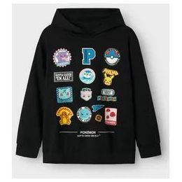 Sweatshirt name it "NKMJIMM POKEMON NREG SWE WH UNB NOOS SKY", Jungen, Gr. 158/164, schwarz, Sweatware, Obermaterial: 60% Baumwolle, 40% Polyester, bedruckt, regular fit normal, Rundhals, Rippb&uuml;ndchen, Sweatshirts Sweatshirt