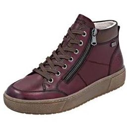 Schn&uuml;rstiefelette Remonte "Remonte Sneaker Glattleder", Damen, Gr. 38, rot (weinrot), Glattleder, Schuhe Schn&uuml;rstiefelette