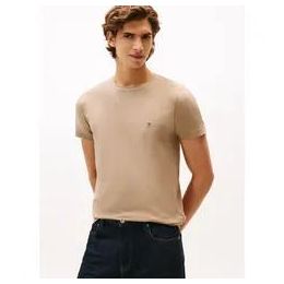 T-Shirt Tommy Hilfiger "STRETCH SLIM FIT", Herren, Gr. 3XL, coastal taupe, Jersey, Obermaterial: 96% Baumwolle, 4% Elasthan, slim fit normal, Rundhals, Shirts T-Shirt, unifarben, casual, slim fit, Baumwollmix, Rundhals