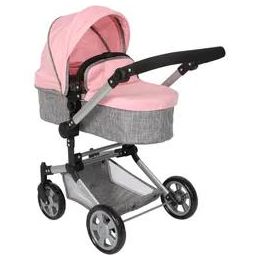Bayer Chic 2000 Kombi-Puppenwagen CHIC2000 "Linus", rosa (melange grau, rosa), Puppenwagen, KinderB:42cm H:82cm T:72cm, Kunststoff, Polyester, Stahl, mit schwenkbaren Vorderr&auml;dern, B:42cm H:82cm T:72cm