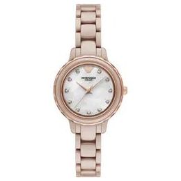 Quarzuhr Emporio Armani, beige (natur), Armbanduhren, Damen, Quarzuhr, Armbanduhr, Damenuhr, Keramik, analog, Glassteine
