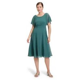 Cocktailkleid Vera Mont "Damen kurzarm", Damen, Gr. 46, Normalgr&ouml;&szlig;en, gr&uuml;n (schwarz emerald), Chiffon, Obermaterial: 100% Polyester; Futter: 100% Polyester, ausgestellt kurz, Rundhals, Kleider, Raffung