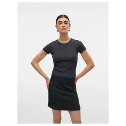 V&eacute;ro Moda Kurzarmshirt VERO MODA "VMCHLOE SS SHORT TOP JRS NOOS", Damen, Gr. XXL, grau (asphalt), Feinripp, Obermaterial: 95% Baumwolle, 5% Elasthan, unifarben, figurbetont taillenlang, Rundhals, Shirts, Baumwollmischung