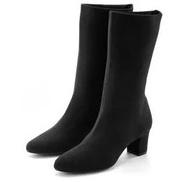 Stiefelette Lascana "Sock-Boot, Schlupf-Stiefel, Ankle Boots", Damen, Gr. 43, schwarz, Obermaterial: 100% Textilmaterial. Decksohle: 100% Lederimitat. Futter: 100% Textilmaterial. Laufsohle: 100% Synthetik, unifarben, Basic, Schuhe Stiefelette, aus elastischem Material im eleganten Look und Blockabsatz