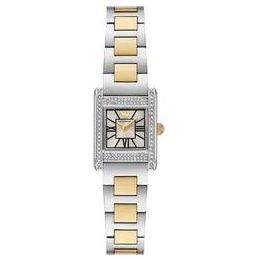 Quarzuhr Emporio Armani, gold (edelstahlfarben, gelbgoldfarben, schwarz), Armbanduhren, Damen, Quarzuhr, Armbanduhr, Damenuhr, Edelstahlarmband, analog, Glassteine