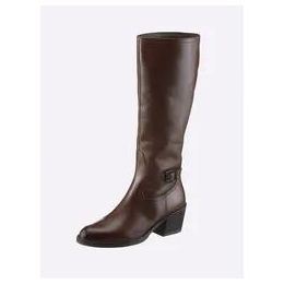 Stiefel Heine, Damen, Gr. 39, braun (dunkelbraun), Glattleder, Leder, Rindsleder, Schuhe Stiefel