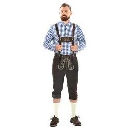 Trachtenlederhose Alessandro Salvarini "ASSeppl", Herren, Gr. 58, Normalgr&ouml;&szlig;en, braun (dunkelbraun), 100% Rindsleder, Hosen, Lederhose aus Echtleder mit Tr&auml;ger im traditionellen Stil