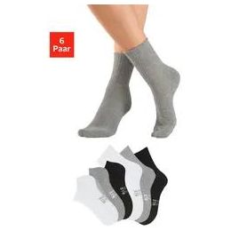 H.I.S. Sportsocken H.I.S, Herren, Gr. 47-48, 2x schwarz, 2x grau meliert 2x wei&szlig;, Baumwollmischung, unifarben, elastisch, Socken Sportsocken, Fitness Pack mit zwei L&auml;ngen in einer Packung