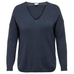 V-Ausschnitt-Pullover Only CARMAKOMA "CARMARGARETA LS PULLOVER KNT NOOS", Damen, Gr. L, blau (ombre blau), Strick, Obermaterial: 50% Viskose, 27% Nylon, 23% Polyester, unifarben, normal normal, V-Ausschnitt, Rippstrickb&uuml;ndchen, Pullover, Viskosemischung, regular fit