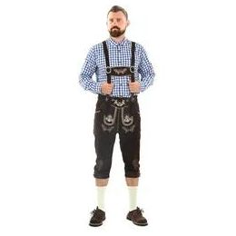 Trachtenlederhose Alessandro Salvarini "ASGustl", Herren, Gr. 46, Normalgr&ouml;&szlig;en, braun (dunkelbraun), 100% Rindsleder, Hosen, Lederhose in Trachtenstil mit Stickerei und Tr&auml;gern aus Echtleder