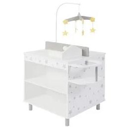 Bayer Chic 2000 Puppenwickeltisch CHIC2000 "Puppen-Wickelstation Stars grey", grau (stars grau), Puppenm&ouml;bel, KinderB:49cm H:57cm T:49cm, Holz, mit Mobile, B:49cm H:57cm T:49cm