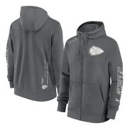 Kapuzenpullover Nike "Nike Hoodie Kansas City Chiefs Nike Full-Zip Fleece", Damen, Gr. M, grau, 82% Baumwolle, 18% Polyester, Pullover Kapuzenpullover