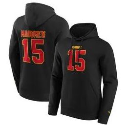 Kapuzenpullover Fanatics "Fanatics Hoodie Kansas City Chiefs Graphic Mahomes 15", Damen, Gr. L, schwarz, 80% Baumwolle, 20% Polyester, Pullover Kapuzenpullover