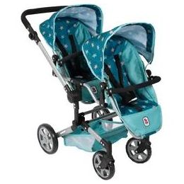Bayer Chic 2000 Puppen-Zwillingsbuggy CHIC2000 "Linus Duo", sternchen t&uuml;rkis, Puppenwagen, KinderB:80cm H:79cm T:80cm, Kunststoff, Polyester, Stahl, mit zwei abnehmbaren, bis in Liegeposition verstellbaren Sportsitzen, B:80cm H:79cm T:80cm