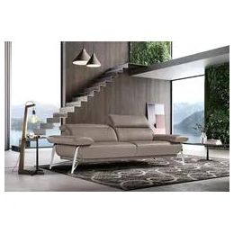 2,5-Sitzer Egoitaliano "Anais, Designsofa mit erstklassigem Sitzkomfort, Fu&szlig;farbe chrom", beige (safari), Sofas, B/H/T: 232cm x 74cm x 106cm, Leder BACIO, Leder BULL (Echtes Rindsleder). Geschliffenes, pigmentiertes und behandeltes Rindsleder mit einer Dicke von 1, 3-1, 5 mm. Es handelt sich um ein weiches, gesch&uuml;tztes Leder. Eine leichte Deckschicht sch&uuml;tzt sie vor Flecken, ohne ihre urspr&uuml;nglich