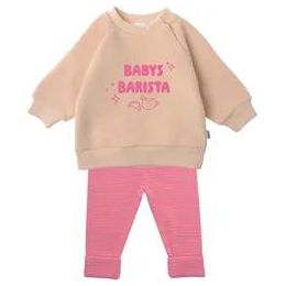 Sweatanzug Liliput "Babys Barista", M&auml;dchen, Gr. 74/80, beige (natur), 95% Baumwolle, 5% Polyester, bedruckt, Sportanz&uuml;ge, bestehend aus Sweatshirt und Leggings
