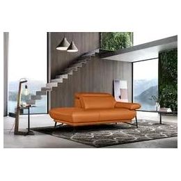Ottomane Egoitaliano "Anais, erstklassiges Designsofa, Breite 179 cm, Fu&szlig;farbe schattengrau", orange, Sofas, B/H/T: 179cm x 74cm x 106cm, Leder BULL, Ottomane links, Armlehne rechts, LEDER -Artikel BULL &ndash; Kat. B: Der Artikel BULL ist ein geschliffenes, pigmentiertes und behandeltes Rindsleder mit einer Dicke von 1, 3-1, 5 mm. Dieses Leder zeigt eine ziemlich weiche Hand mit einem halb undurchsicht
