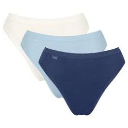 Tai-Slip Sloggi "Basic+ Tai C3P", Damen, Gr. 52, blau (multiple colours 20), Single Jersey, Obermaterial: 95% Baumwolle, 5% Elasthan, unifarben, k&ouml;rpernah, Unterhosen, perfekter Sitz