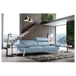 2,5-Sitzer Egoitaliano "Anais, Designsofa mit erstklassigem Sitzkomfort, Fu&szlig;farbe chrom", blau (himmelblau), Sofas, B/H/T: 232cm x 74cm x 106cm, Leder CAREZZA, Leder BULL (Echtes Rindsleder). Geschliffenes, pigmentiertes und behandeltes Rindsleder mit einer Dicke von 1, 3-1, 5 mm. Es handelt sich um ein weiches, gesch&uuml;tztes Leder. Eine leichte Deckschicht sch&uuml;tzt sie vor Flecken, ohne ihre urspr&uuml;n