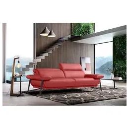 2,5-Sitzer Egoitaliano "Anais, Designsofa mit erstklassigem Sitzkomfort, Fu&szlig;farbe schattengrau", rot, Sofas, B/H/T: 232cm x 74cm x 106cm, Leder NUVOLE, Leder &raquo;NUVOLE&laquo; (Echtes Rindsleder). Halbnat&uuml;rliches, halbnarbiges Rindsleder mit einer nat&uuml;rlichen K&ouml;rnung von 1, 2 bis 1, 4 mm. Dieses Leder hat eine weiche, wachsartige Haptik mit mattem Aussehen und einem Wolkeneffekt. Es handelt sich um ein Nat