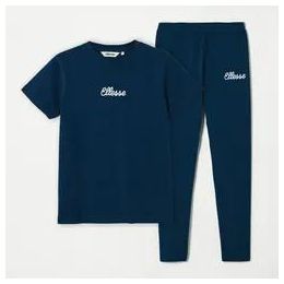 T-Shirt & Shorts Ellesse "SALETTA T-SHIRT & LEGGING SET", Kinder, Gr. 128/134 (8/9), navy, Obermaterial: 95% Baumwolle, 5% Elasthan, KOB Set-Artikel, f&uuml;r M&auml;dchen