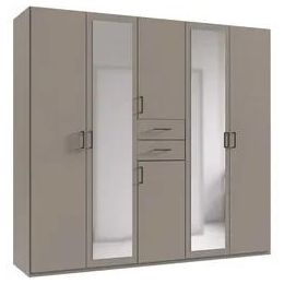 Kleiderschrank wimex "Diver Dreht&uuml;renschrank mit Spiegel, 180, 225 o. 270cm breit", schwarz (saharagrau, griffe schwarz), B:225cm H:207cm T:58cm, Schr&auml;nke, Kleiderschrank, Bestseller Schlafzimmerschrank wahlweise 3 Innenausstattungen, Topseller