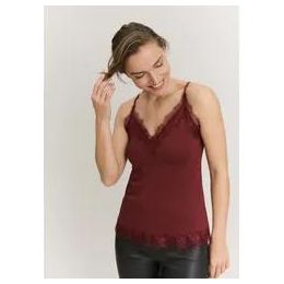 Spaghettitop rosemunde "Billie Strap Top", Damen, Gr. 42, weinrot, Obermaterial: 90% Polyester, 10% Elasthan, normal h&uuml;ftlang, V-Ausschnitt, Tops, Vintage-Spitzenbesatz an Ausschnitt und Saum, feminin